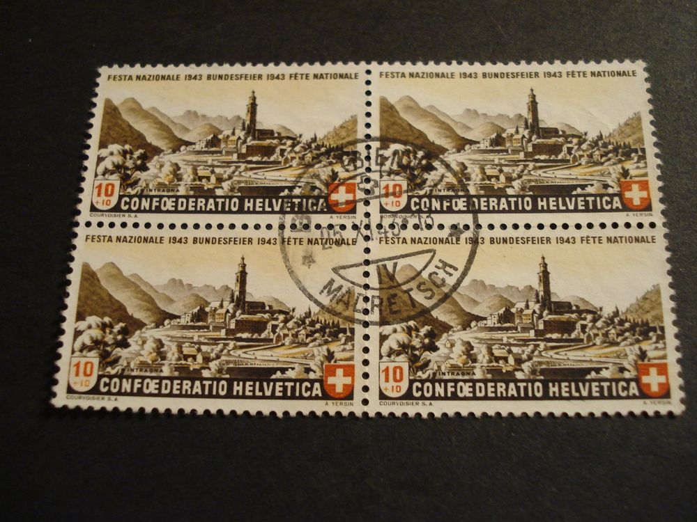 Pro Patria 4erblock 1943, mittig-o (Gebraucht) in Niederwil AG für CHF 1 – mit Lieferung auf ...