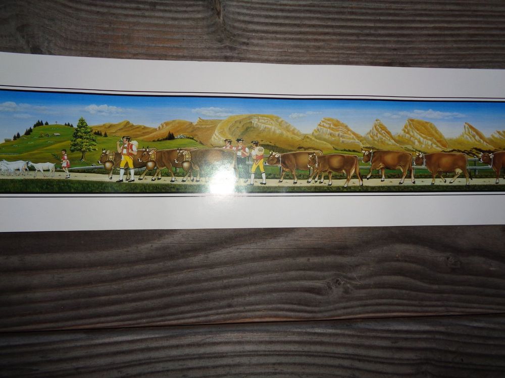 APPENZELLER ALPAUFZUG WILLI FORRER 100 x 13,5 BAUERNMALEREI (Gebraucht ...