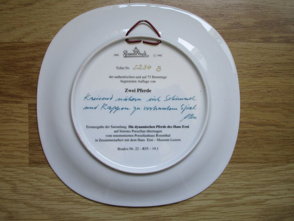 Rosenthal Sammelteller Zwei Pferde von Hans Erni | Kaufen auf Ricardo