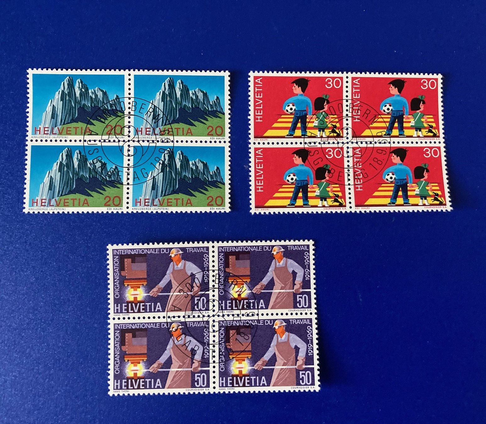 Postfrische 4er Blöcke mit 1A-ET-Stempel, Sondermarken 1969 (Neu ...