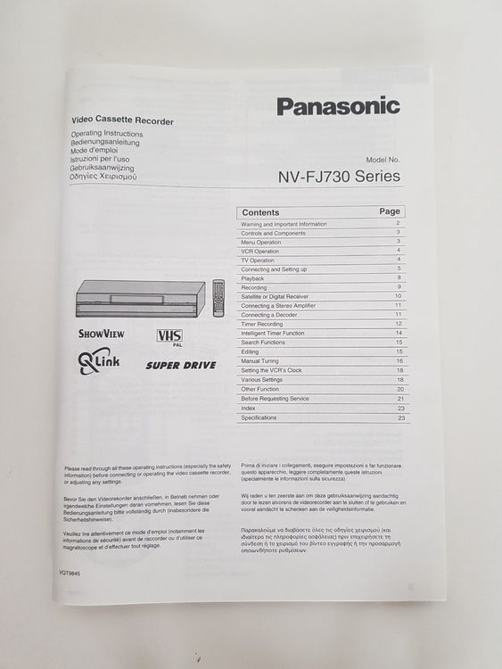 Panasonic Super Drive Hi-Fi VHS Videorecorder [NV-FJ730] Top (Gebraucht ...