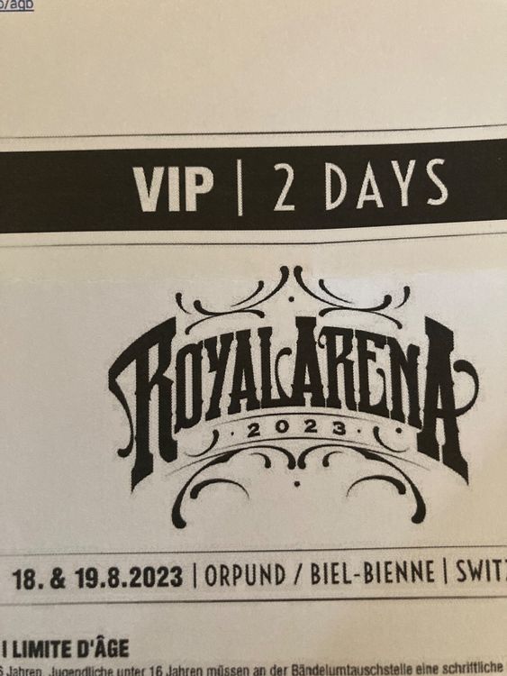 1x Royal Arena VIP Ticket, 2 Tagespass | Kaufen auf Ricardo