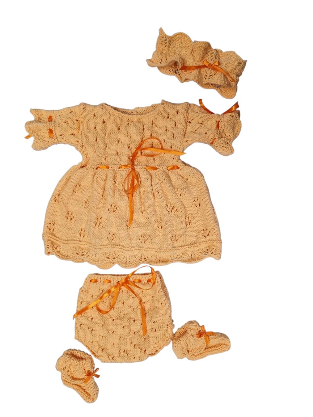 Ensemble robe bébé tricot 100% coton Unique fait main (Neuf avec ...