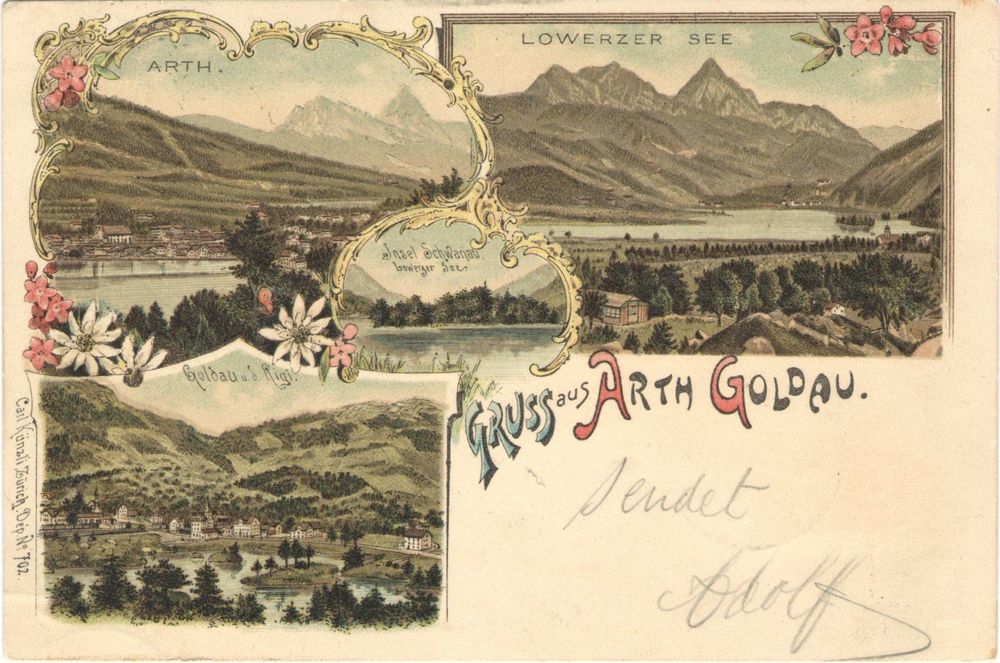 Arth SZ Arth Goldau 4 Bildkarte Gruss aus . Nr.702 , 1899 (Gebraucht ...