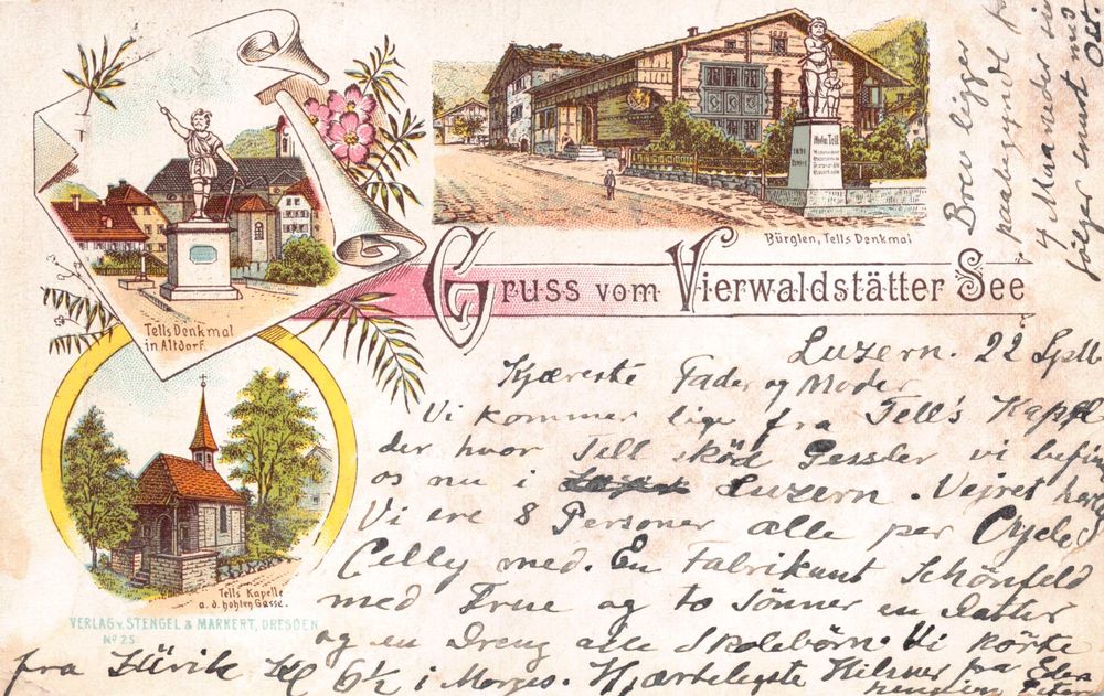 Vierwaldstättersee - Bürglen - Litho Mehrbild - 1895 gelaufe (Gebraucht) in Berneck für CHF 18 ...