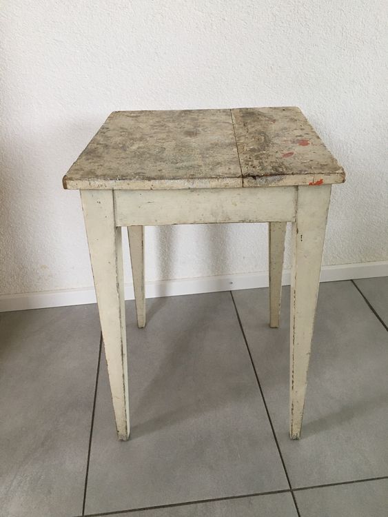 Alte Holz Taburette, Tannen Holz Massiv Weis gestrichen. | Kaufen auf ...