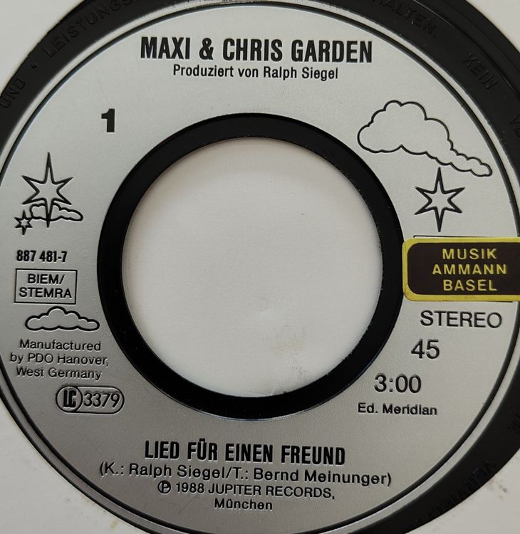 Vinyl-Single Maxi & Chris Garden - Lied für einen Freund (Gebraucht) in ...