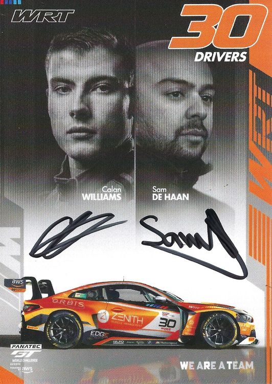 Autogrammkarte Calan Williams / Sam De Haan, GTWC 2024 (Gebraucht) in ...
