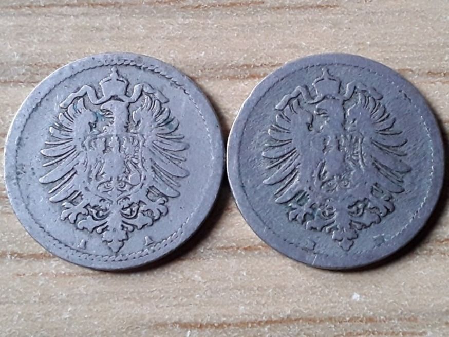 Deutsches Reich 4 x 5 Pfennig 1875 A, B, G, 1900 A (Gebraucht) in ...