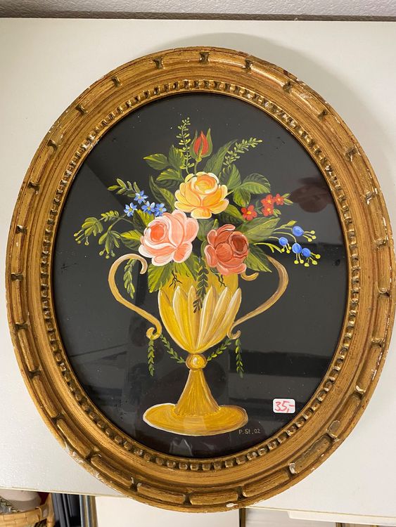 Ovales Vintage Blumenbild, Goldrahmen, Shabby Chic Deko | Kaufen auf ...