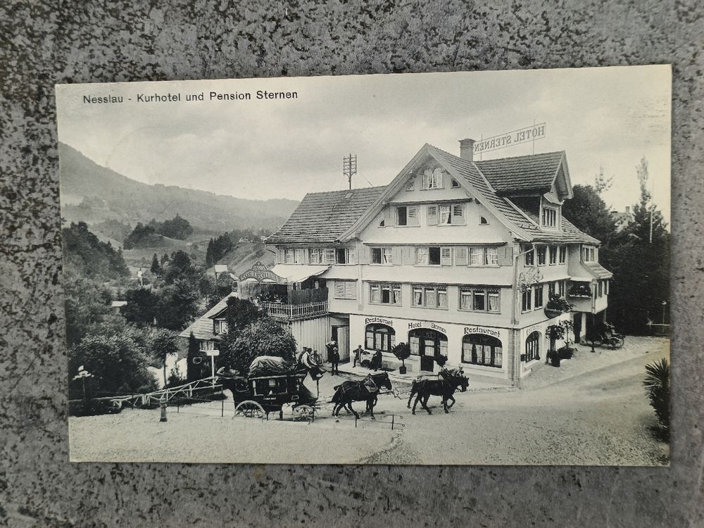 alte PK / Nesslau - Kurhotel Sternen mit Postkutsche / 1913 | Kaufen auf Ricardo