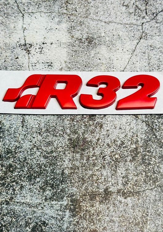 VW R32 Emblem Schriftzug Logo aus Metall NEU in Rotmatt | Acheter sur ...