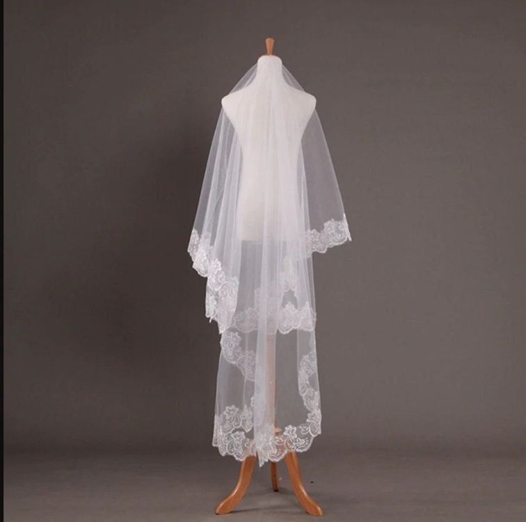 NEUER Braut Schleier WEISS 2m lang mit Spitze - 202954 | Kaufen auf Ricardo