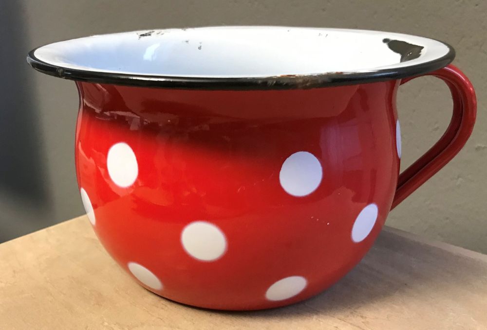 Emaille Nachttopf Punkte vintage Email rot weiss gepunktet (Gebraucht ...