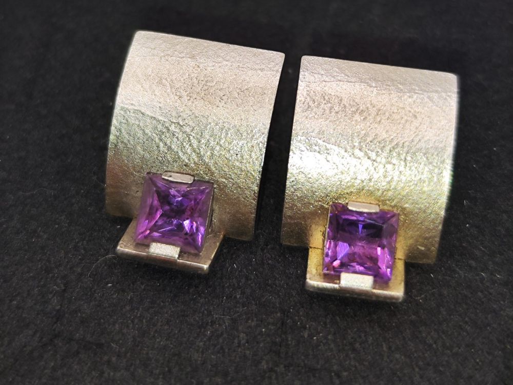 DANIEL VIOR 925er Silber Ohrstecker mit Amethyst Unikat Top (Gebraucht ...