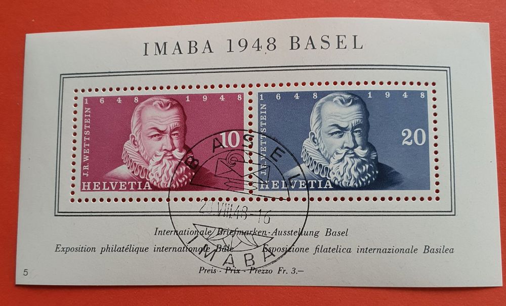 1948 "Imaba" Block. Ersttags Stempel. | Kaufen auf Ricardo
