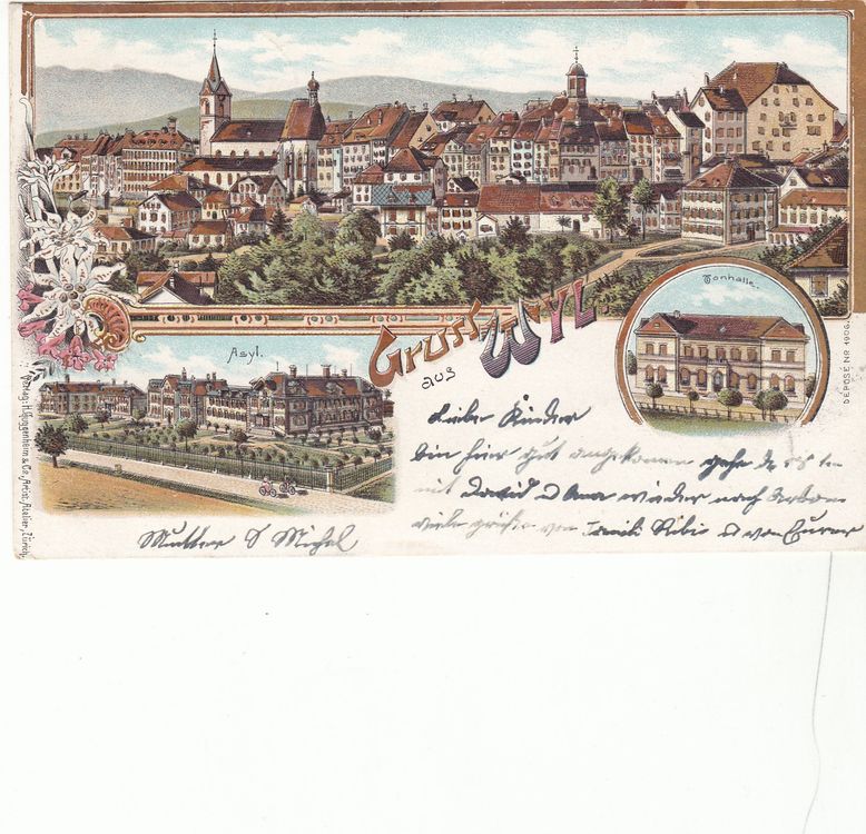 SG WIL 1902, LITHO. GOLD DECOR . TONHALLE. ASYL. ALTSTADT (Gebraucht) in Hergiswil NW für CHF 30 ...