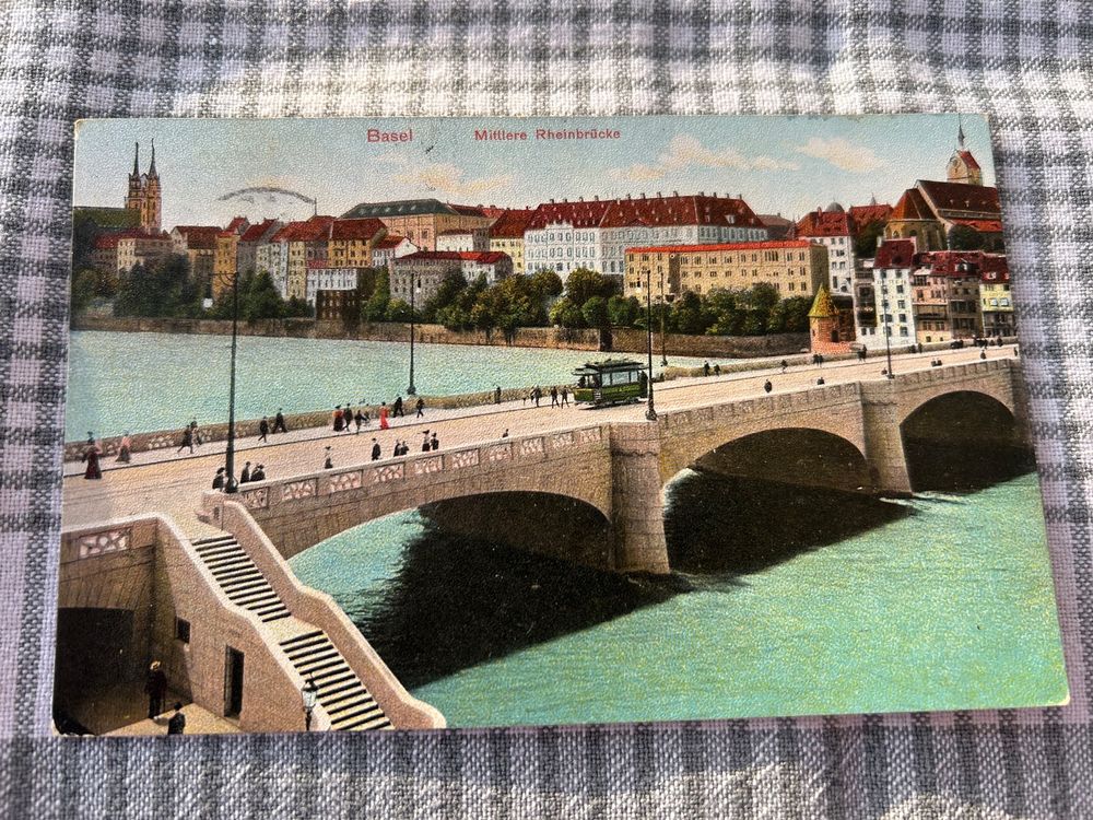 Alte Ansichtskarte Basel, Mittlere Rheinbrücke 1915 | Kaufen auf Ricardo