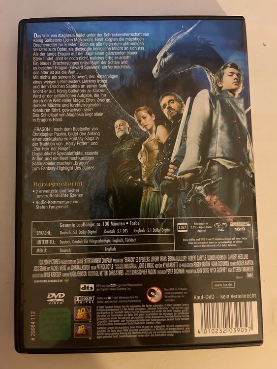 Eragon, das Vermächtnis der Drachenreiter (2006) DVD 📀 (Neu (gemäss Beschreibung)) in Sierre für ...