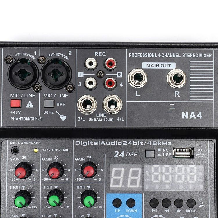 4 kanal Mini Audio Mixer USB DJ Mischpult Soundkarte Studio (Neu ...