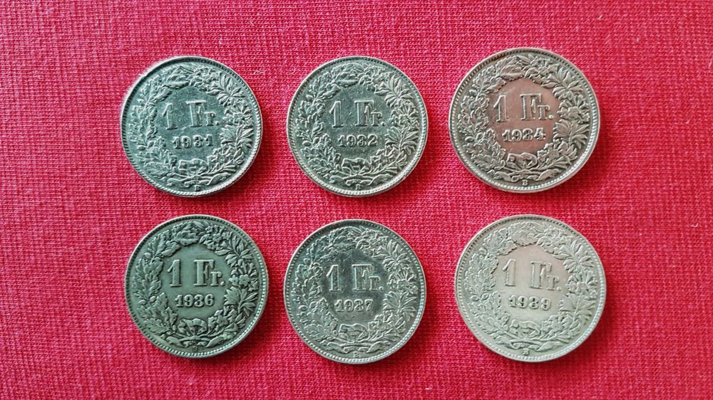 6 x 1 Fr Silbermünzen 1931-1932-1934-1936-1937-1939 ab 1 Fr! | Kaufen auf Ricardo