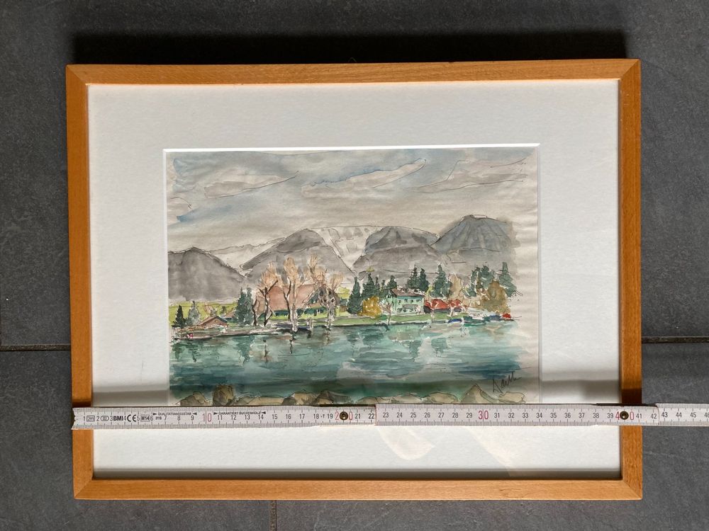 GEMÄLDE AQUARELL UNLESERLICH SIGNIERT Holzrahmen / Glas | Kaufen auf Ricardo