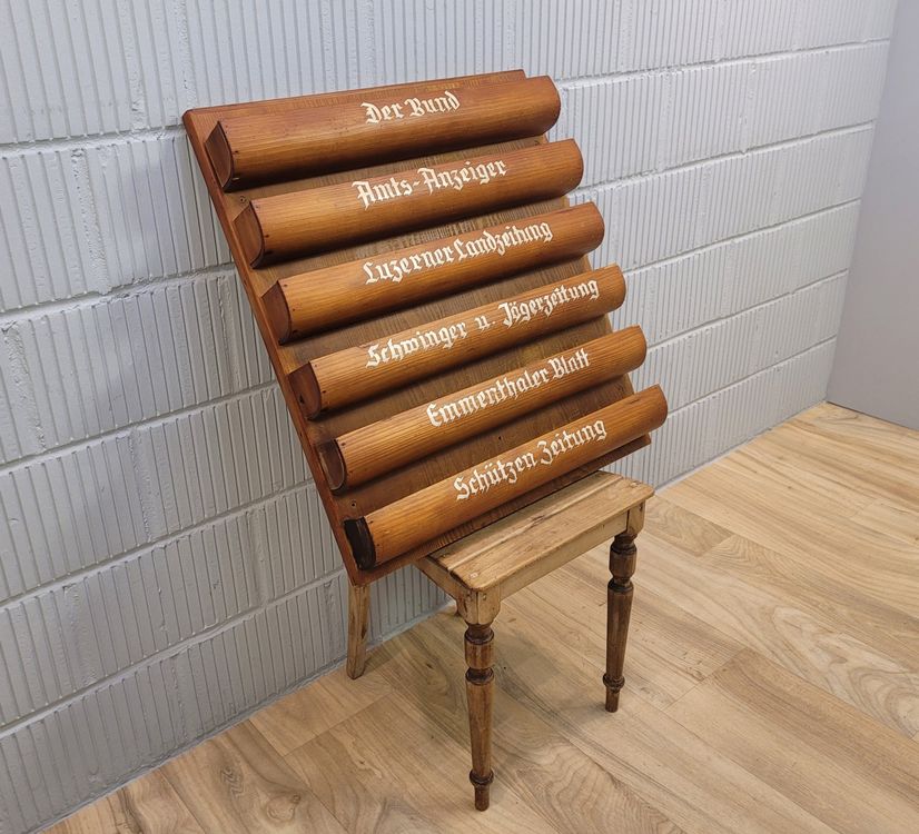 Antik Zeitungsständer Zeitung Halter Wandregal Holz Suisse (Gebraucht ...