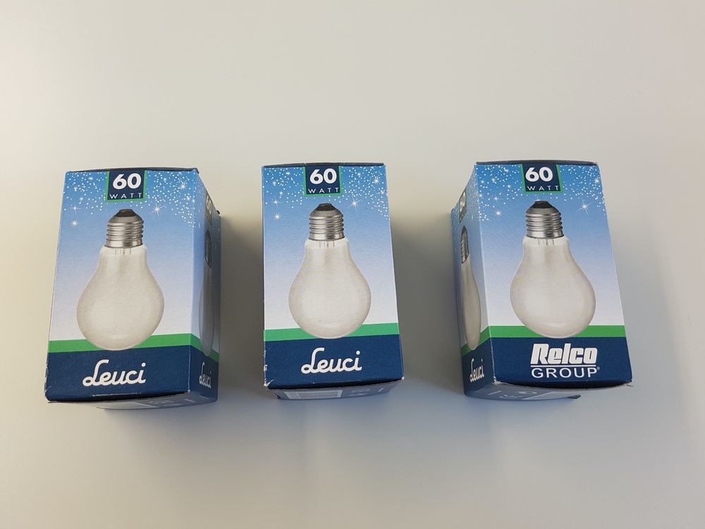 Glühbirnen konventionell. Dimmbar. 60W E27 (3 Stk.) Matt (Neu und originalverpackt) in Belp für ...