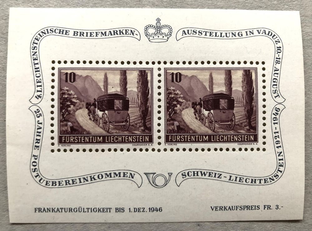 4.Liechtensteinische Briefmarkenausstellung - 1946 - Block (Neu (gemäss Beschreibung)) in ...