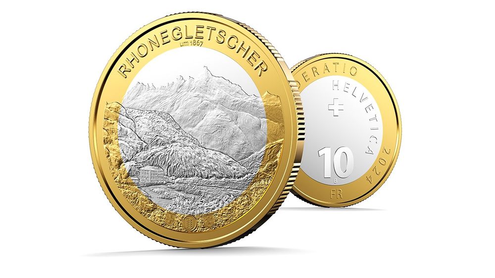 Swissmint Rhonegletscher Bimetallmünze signiert (Neu und originalverpackt) in Halten für CHF 79 ...