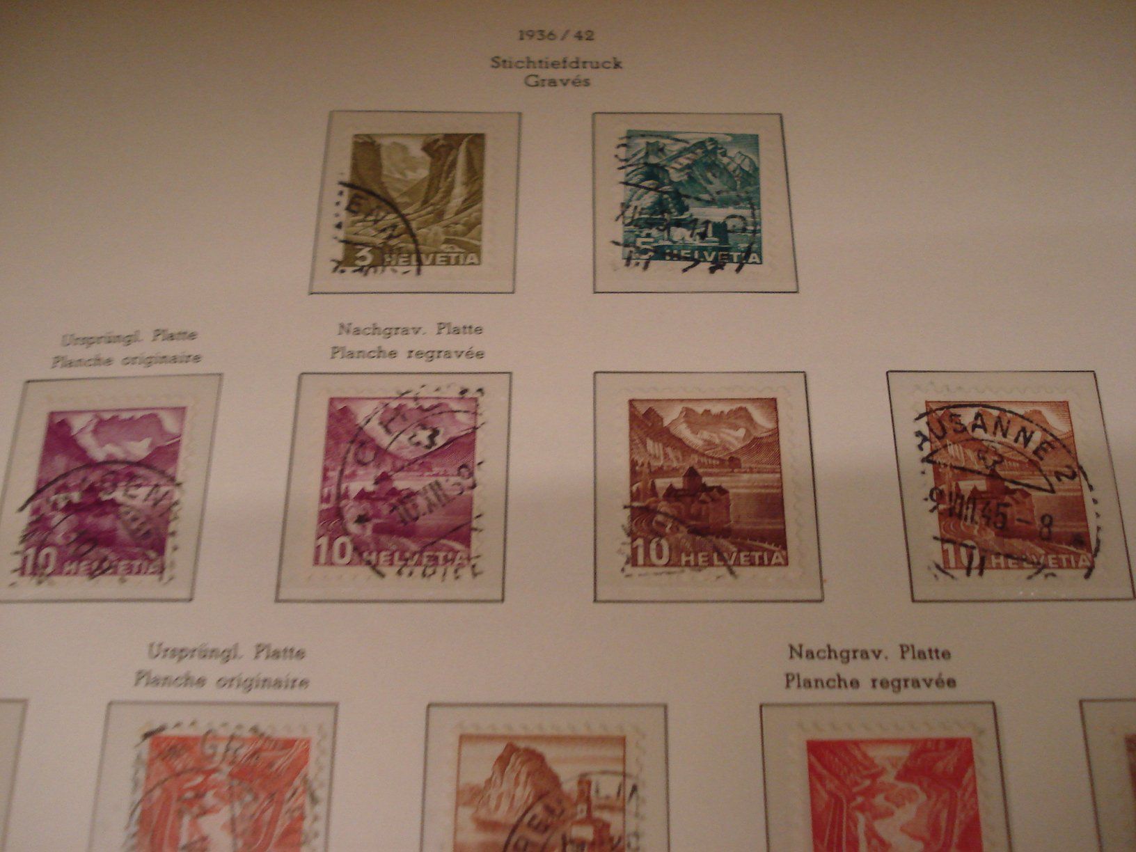 Satz Landschaften 1936/42, Stichtiefdruck, sauber o (Gebraucht) in Niederwil AG für CHF 1 – mit ...