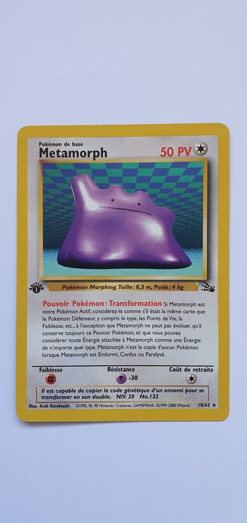 Carte Pokémon Metamorph (Fossile) 18/62 1ère édition (Neu (gemäss ...