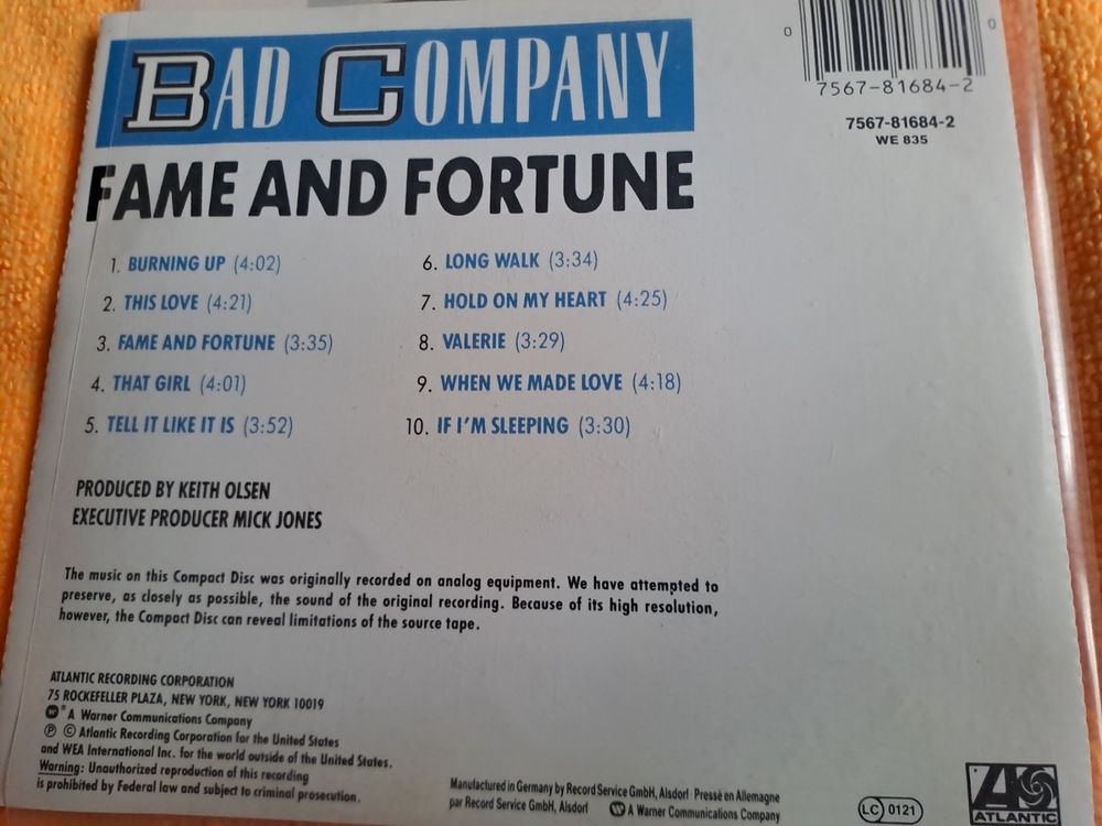 CD Bad Company Fame and Fortune (Gebraucht) in Aarberg für CHF 5 – mit ...
