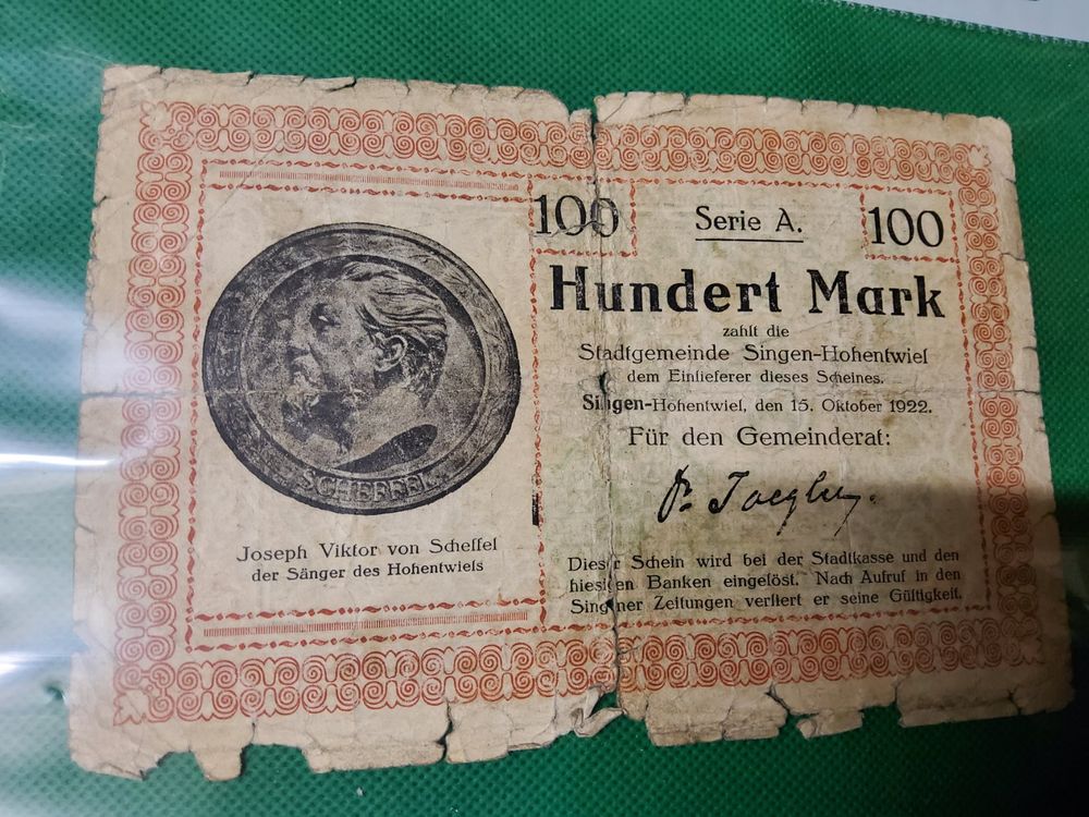 Banknote Deutschland 1922 Hundert Mark (Gebraucht) in Herisau für CHF 1 ...