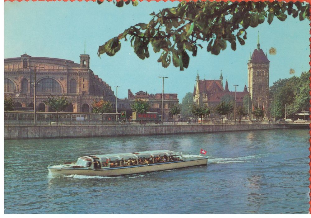 1963 ZÜRICH - HAUPTBAHNHOF - LANDESMUSEUM & DIE LIMMAT MIT- | Kaufen ...