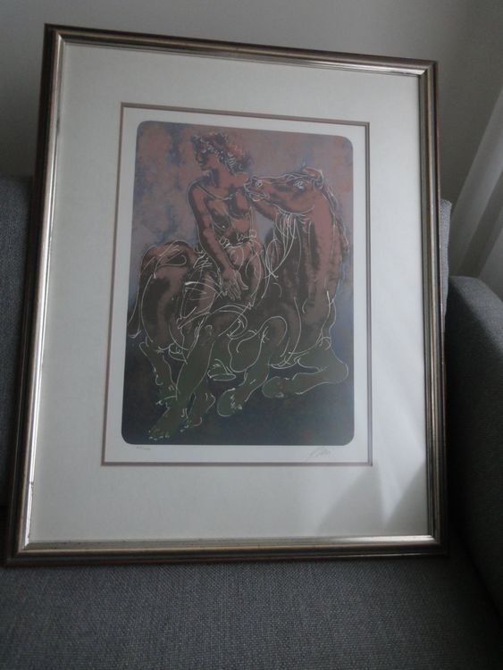 Original-Litho von Hans Erni / Pferd mit Frau (108 von 150) | Kaufen auf Ricardo
