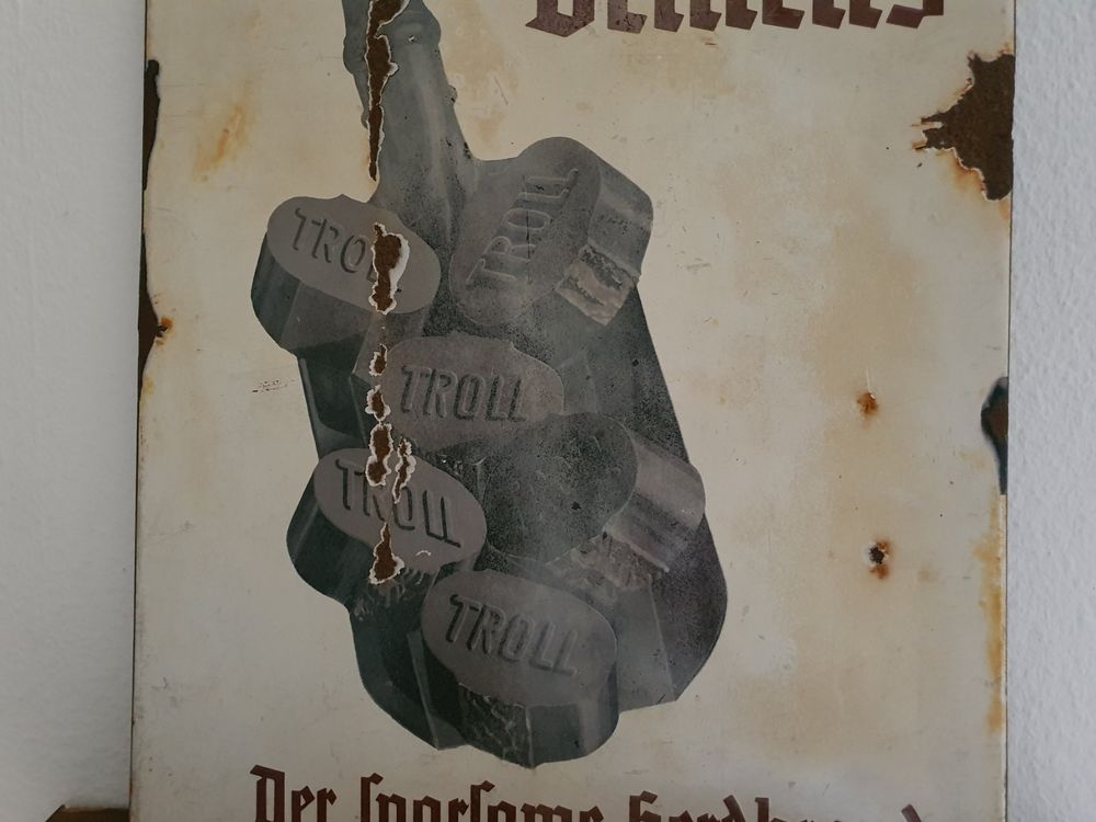 Altes grosses Emailschild Troll Briketts Emaille Schild 30er (Gebraucht ...