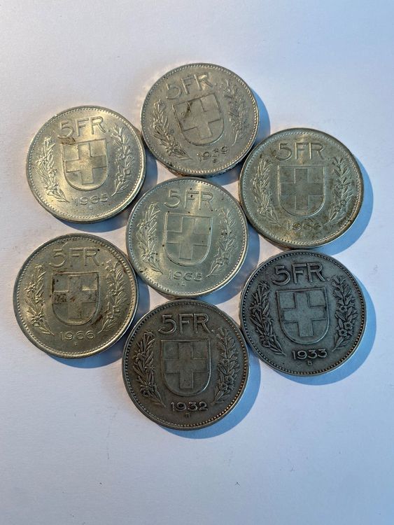 7 Stk 5.- Div Jahre Silber (02) (Gebraucht) in Ballwil für CHF 66 – mit Lieferung auf Ricardo kaufen