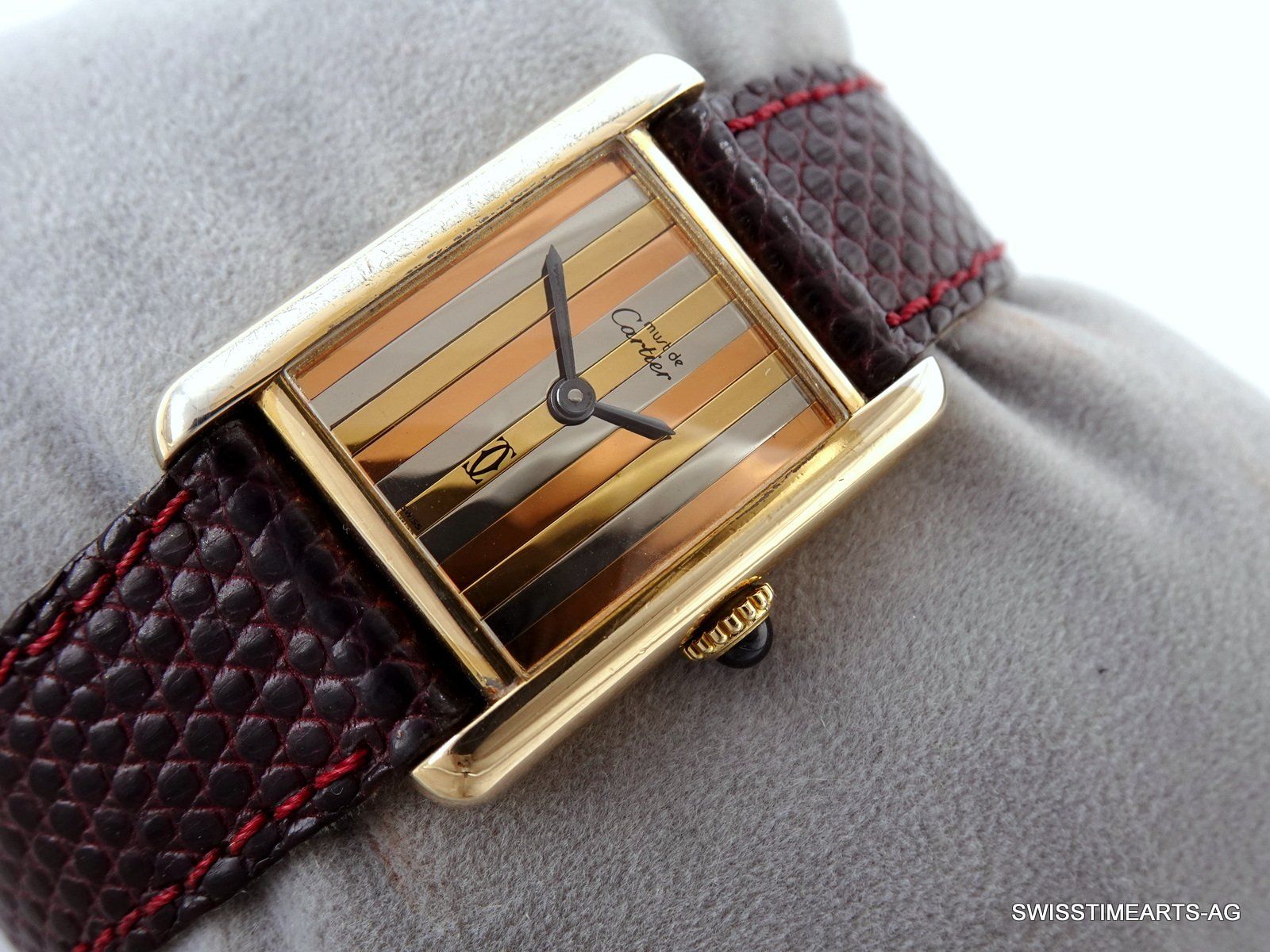 CARTIER PARIS TANK HANDAUFZUG VERMEIL 925 TRICOLOR DAMENUHR (Gebraucht ...