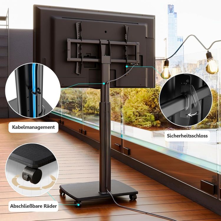 TV Ständer mit Rollen 32-70 Zoll Fernseher mit Holzablage (Neu und ...