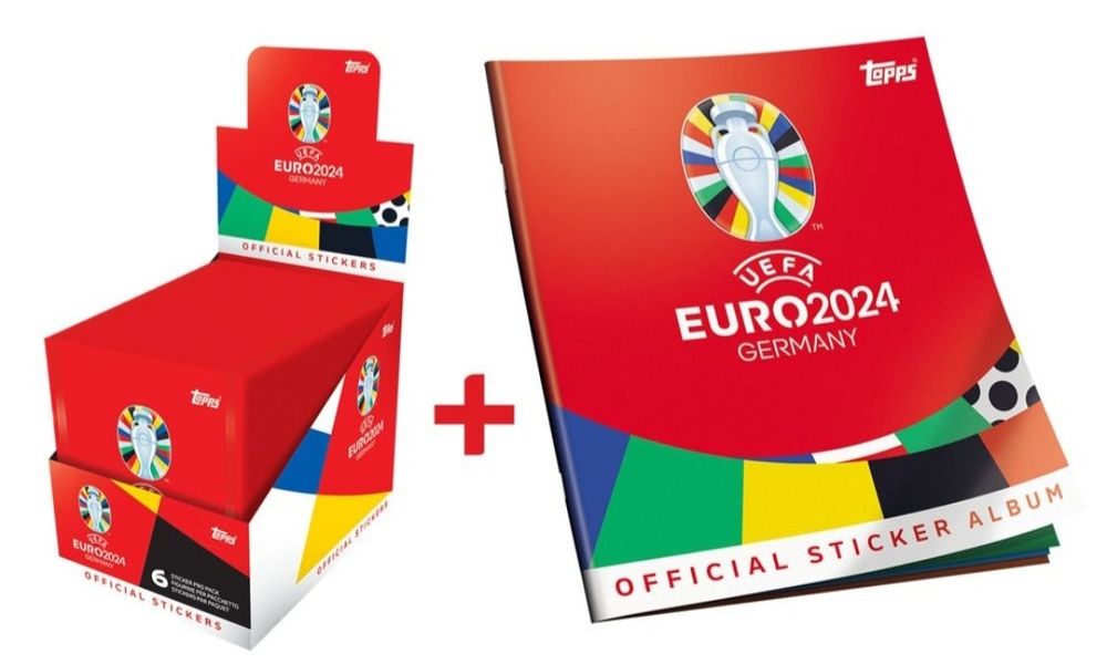 TOPPS UEFA EURO 2024 Sticker Box (600 Sticker) + Album - NEU (Neu und ...