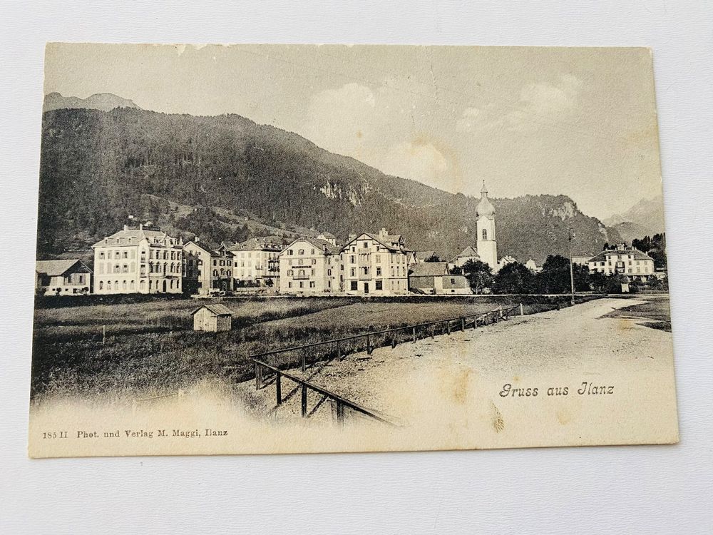 1906 ILANZ JLANZ seltene Teilansicht vom Dorf uralte Karte | Kaufen auf ...