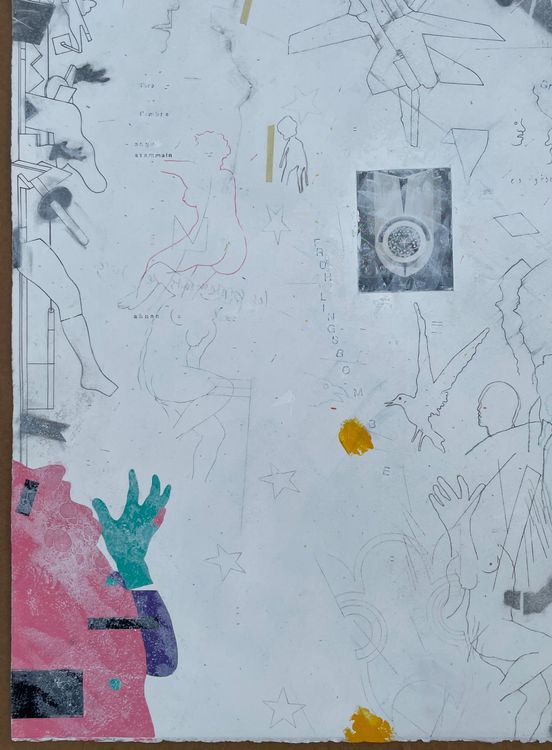 Urs Dickerhof (1941) grosse Mischtechnik Collage (Gebraucht) in Root für CHF 160 – mit Lieferung ...