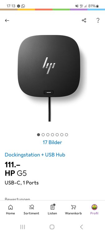 HP G5 USB-C, 1 Ports Docking Station | Kaufen auf Ricardo