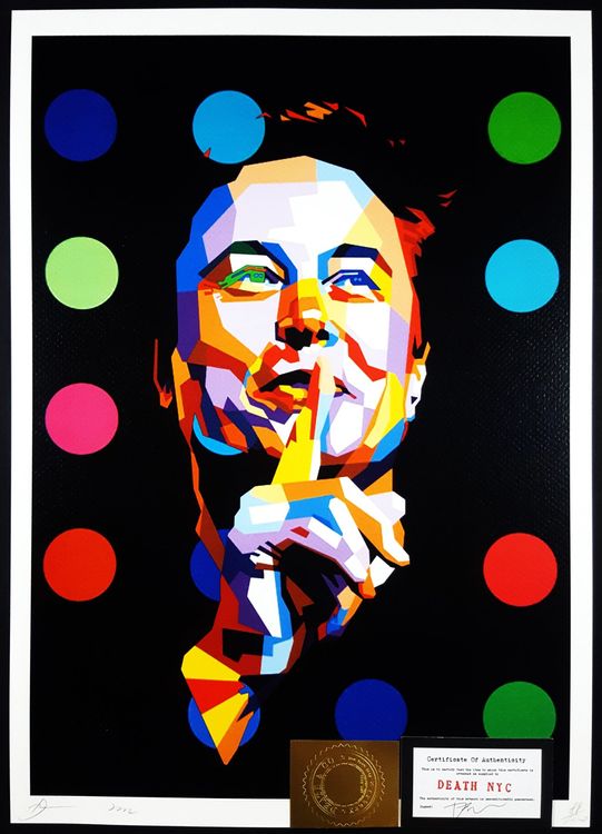 Death NYC Ltd Ed Graffiti Pop Art Druck " Hirst Elon Musk (Neu (gemäss ...
