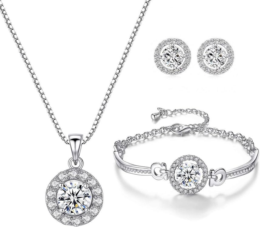 Schmuck Set Anhänger Halskette und Ohrringe Set Zirkonia | Kaufen auf ...