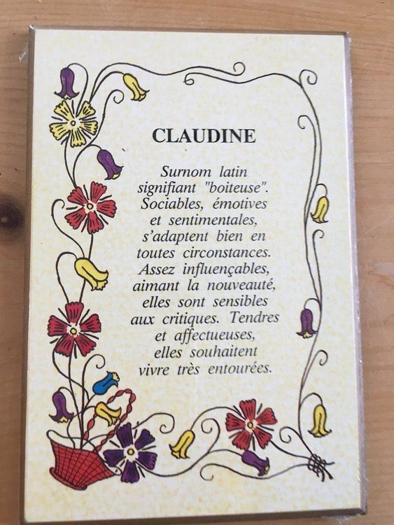 Signification du nom Claudine (Neu und originalverpackt) in Erlinsbach ...