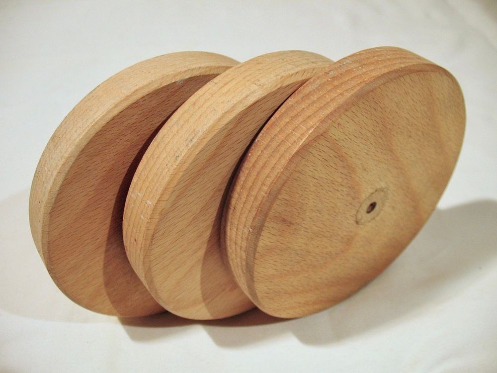 3 Holz Räder Massiv Buche für Fahrzeuge Wagen Basteln (Gebraucht) in ...