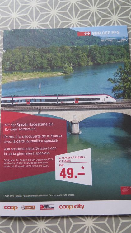 2 Tageskarten 2.Kl. Coop gültig bis 20.12.2024 wie GA (Neu und ...