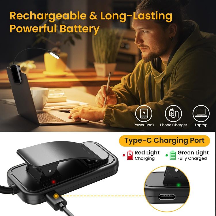 Stufenlos dimmbare LED-Leselampe mit 3 Farbmodi USB C 360° (Neu und originalverpackt) in Hundwil ...